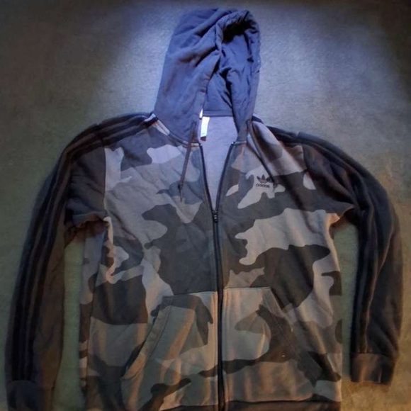 adidas | Jackets & Coats | Adidas Black And Gray Camouflage Zipup ...